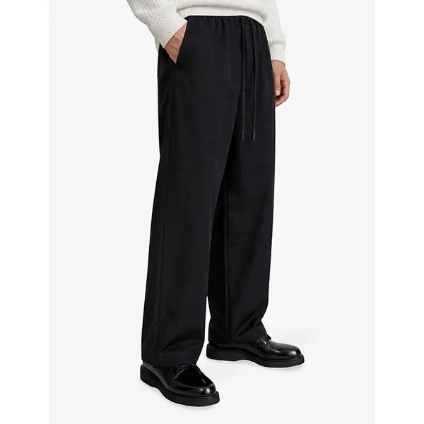 The Kooples Drawstring Straight-leg Stretch Wool-blend Trousers