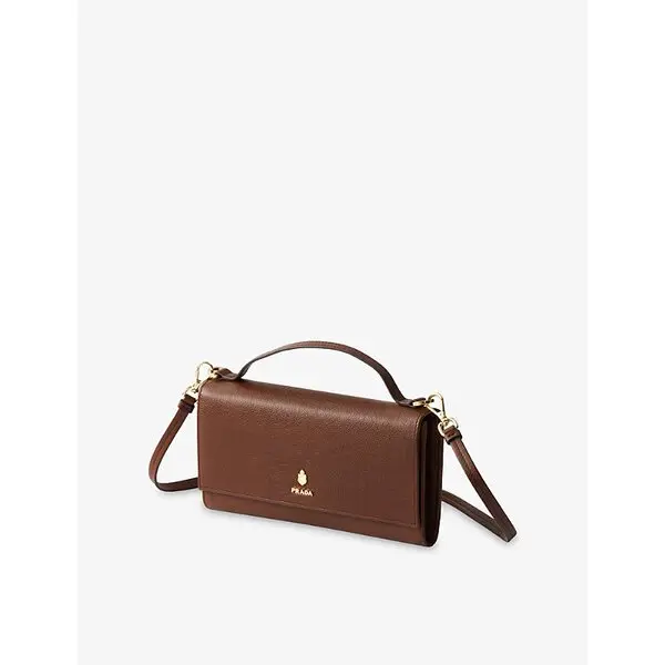 Prada Brand-plaque Leather Wallet With Shoulder Strap
