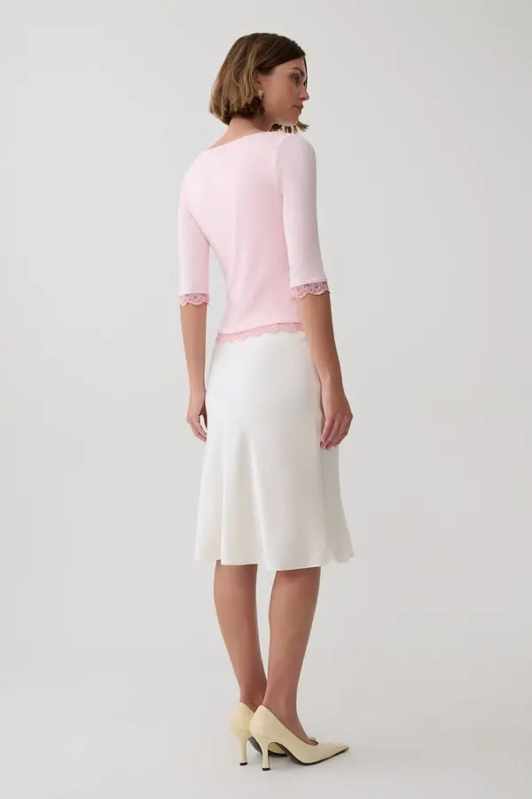 Meshki Althea Lace Trimmed Top - Pink