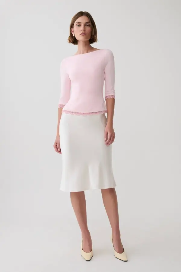 Meshki Althea Lace Trimmed Top - Pink