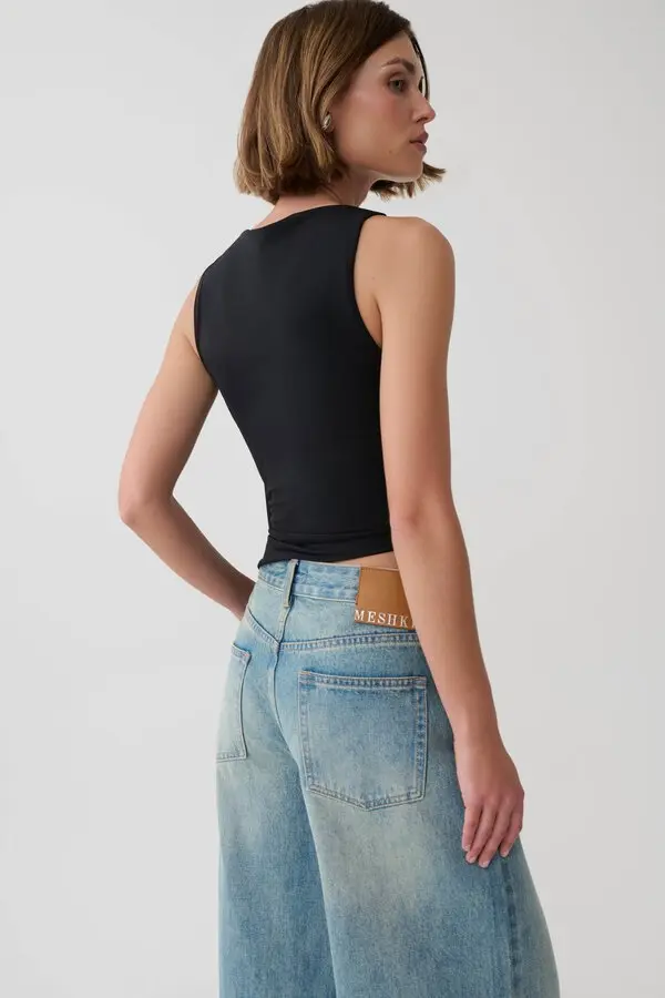 Meshki Amabel Gather Knot Sleeveless Top - Black