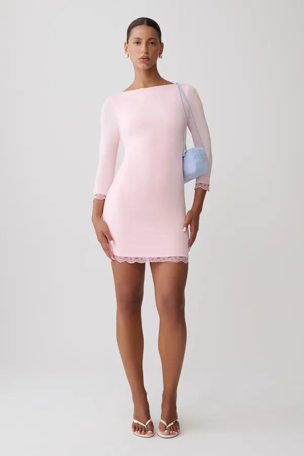 Meshki Althea Lace Trimmed Mini Dress - Pink