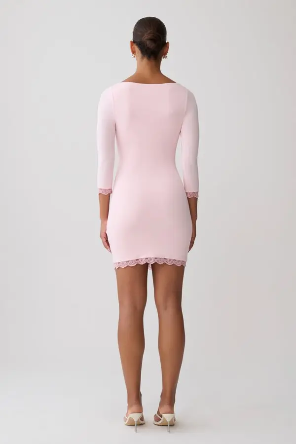 Meshki Althea Lace Trimmed Mini Dress - Pink