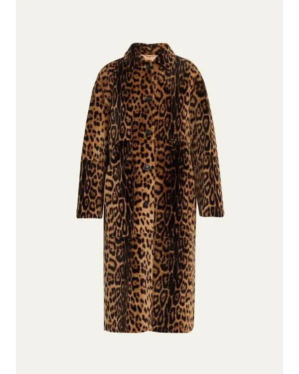 NILI LOTAN Davelle -print Lamb Shearling Coat
