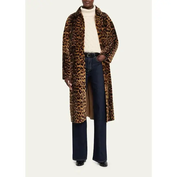 NILI LOTAN Davelle -print Lamb Shearling Coat