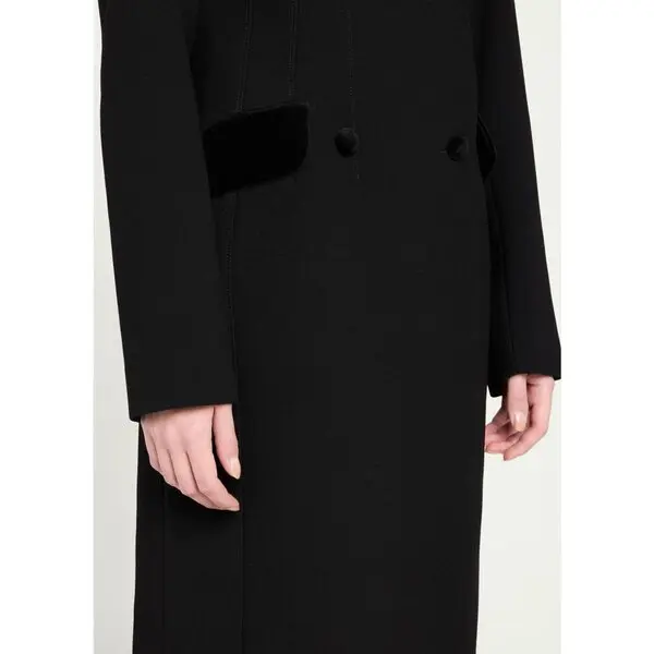 LIBEROWE Wool And Velvet Double-breasted Long Hourglass Coat