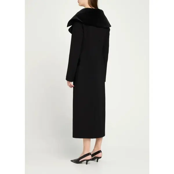 LIBEROWE Wool And Velvet Double-breasted Long Hourglass Coat
