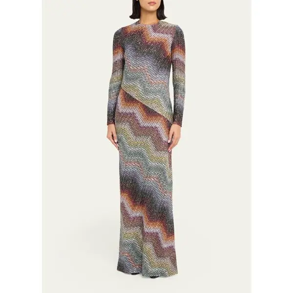 Missoni Sequin Wefted Loom Knit Long-sleeve Gown