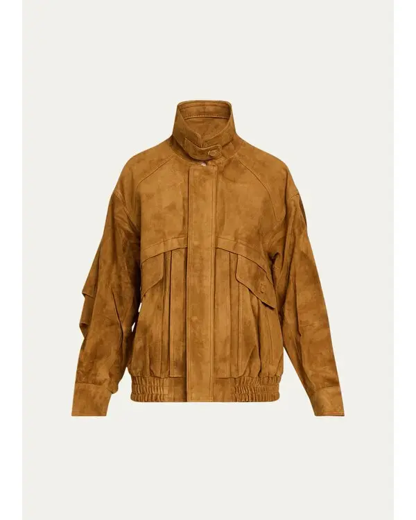 AEXAE Lambskin Suede Oversized Jacket - Caramel