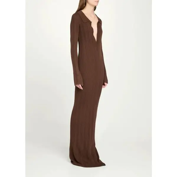 AEXAE Rib-knit Collared Maxi Dress