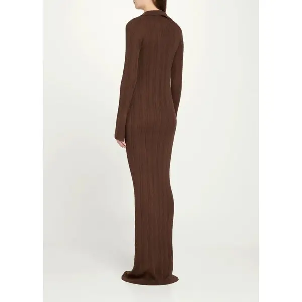 AEXAE Rib-knit Collared Maxi Dress