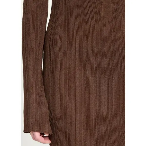 AEXAE Rib-knit Collared Maxi Dress