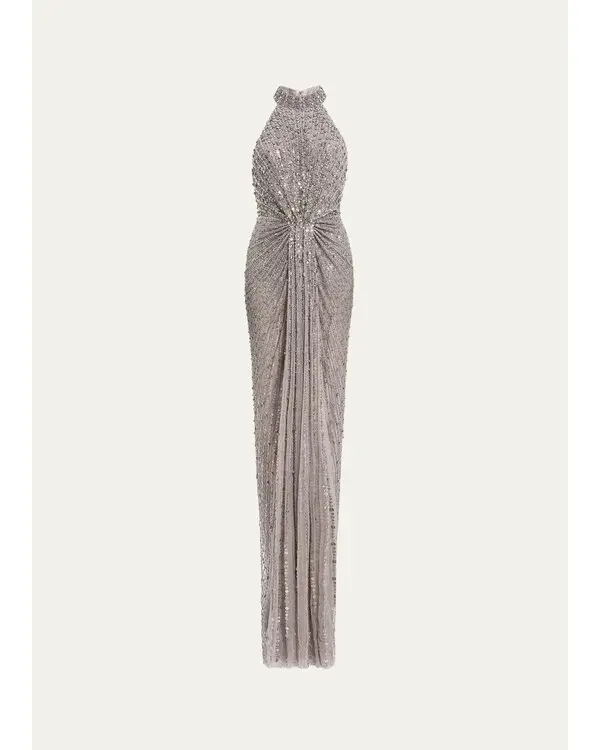 Jenny Packham Whisper Beaded Halter Gown