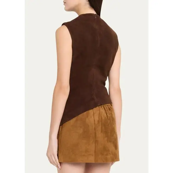 AEXAE Mock-neck Sleeveless Suede Top