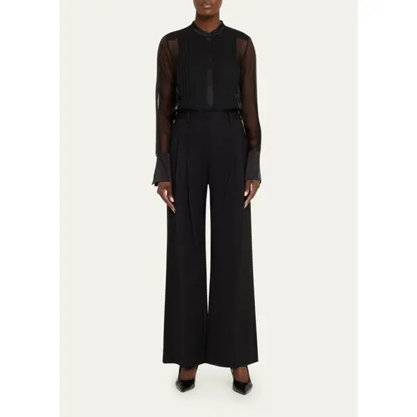 TWP Peyton Sheer Tuxedo Button-front Shirt