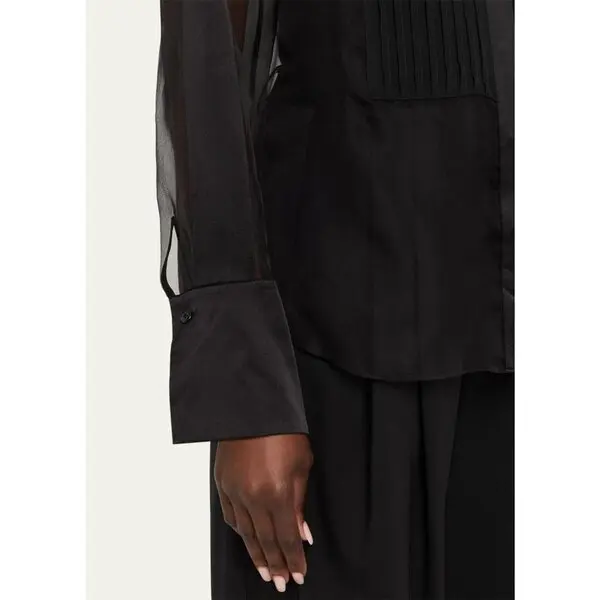 TWP Peyton Sheer Tuxedo Button-front Shirt