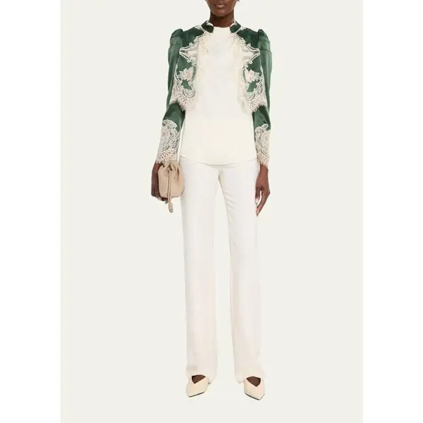 Alice + Olivia Thomasina Lace-trimmed Crop Jacket