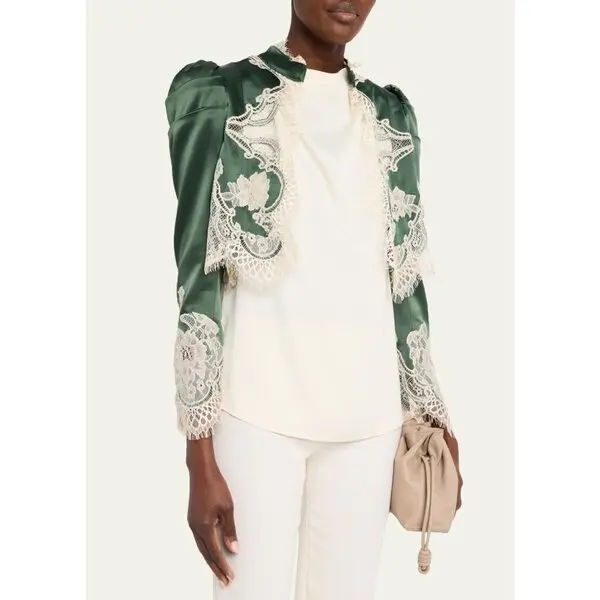 Alice + Olivia Thomasina Lace-trimmed Crop Jacket