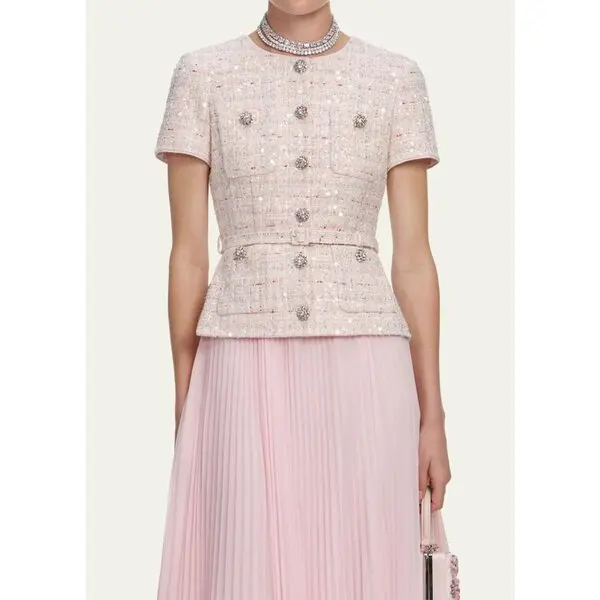 SELF-PORTRAIT Sequined Bouclé Midi Dress