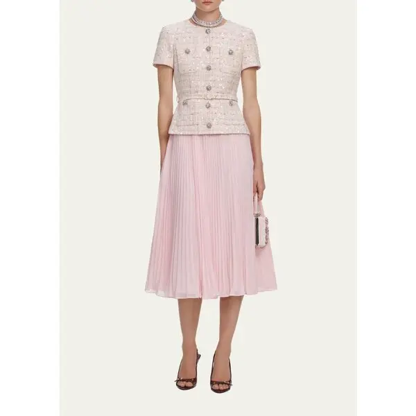 SELF-PORTRAIT Sequined Bouclé Midi Dress