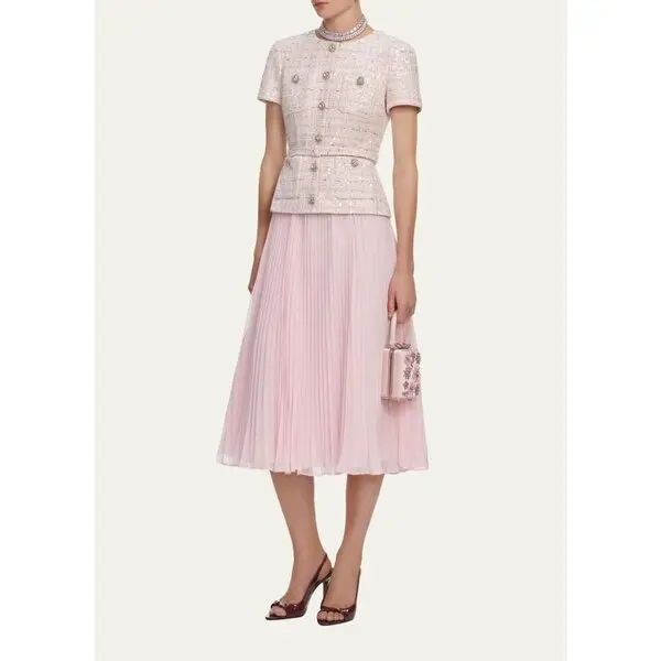 SELF-PORTRAIT Sequined Bouclé Midi Dress