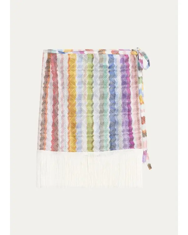 Missoni Chevron Fringe Sarong Mini Skirt
