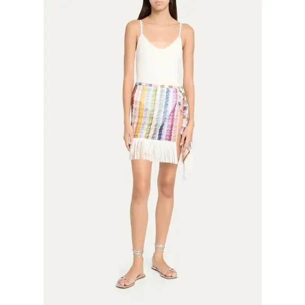 Missoni Chevron Fringe Sarong Mini Skirt