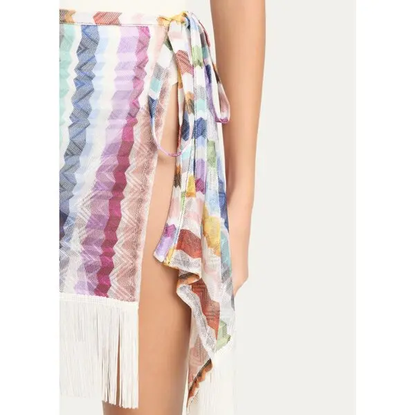 Missoni Chevron Fringe Sarong Mini Skirt