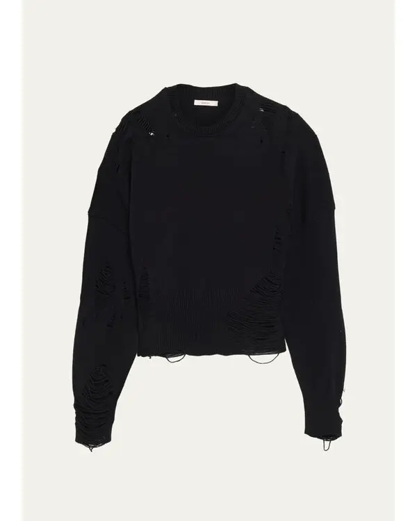 HAIKURE Marcy Distressed Wool Crewneck Sweater