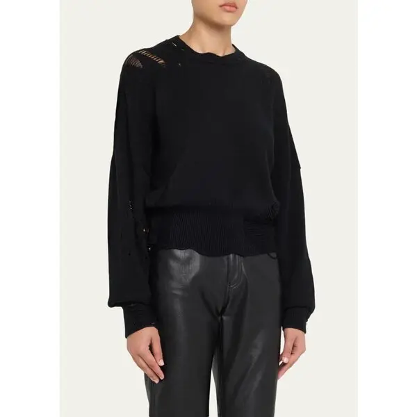 HAIKURE Marcy Distressed Wool Crewneck Sweater