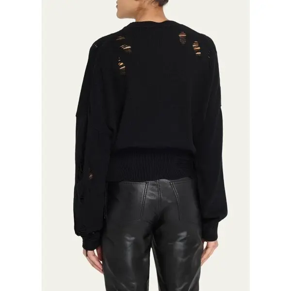 HAIKURE Marcy Distressed Wool Crewneck Sweater