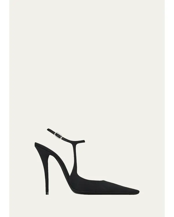 Saint Laurent 110mm Manon Silk Ankle-strap Pumps
