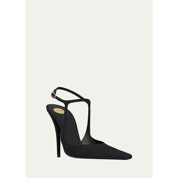 Saint Laurent 110mm Manon Silk Ankle-strap Pumps