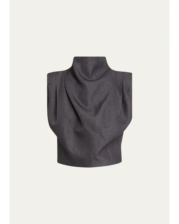 AEXAE Pleated Twill Crop Top