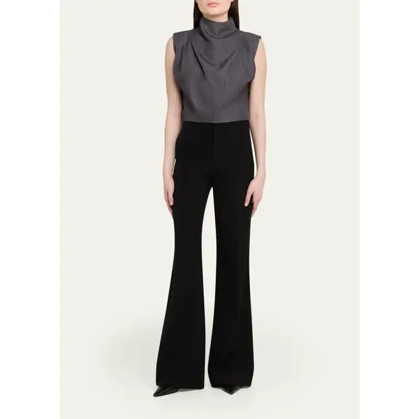 AEXAE Pleated Twill Crop Top