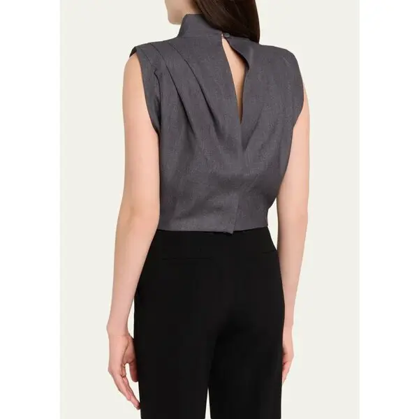 AEXAE Pleated Twill Crop Top