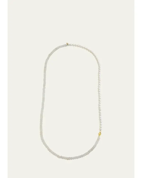 SYDNEY EVAN Pearl And Rainbow Moonstone Necklace, 24"l - Gold