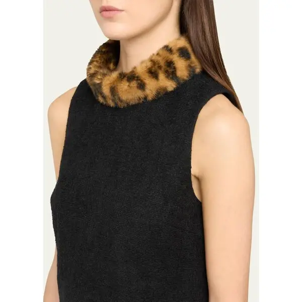 Cara Cara Gina Faux Fur-collar Tweed Boucle Top - Cloud Tweed