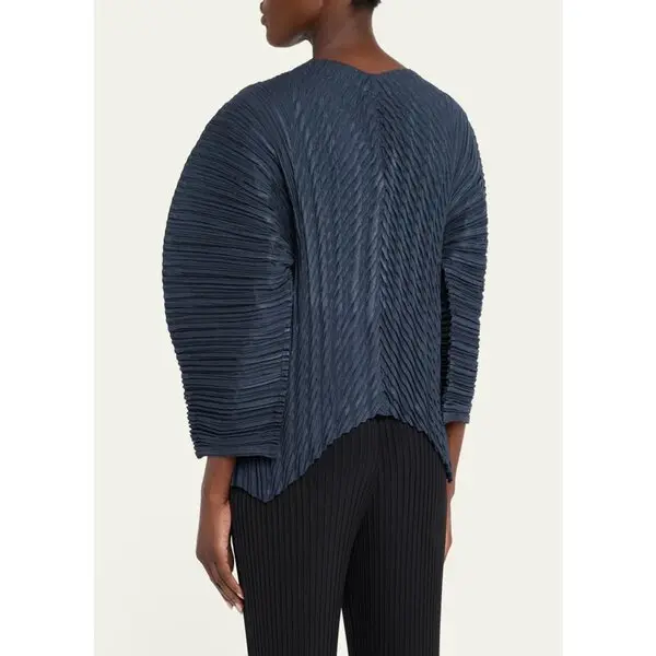 Issey Miyake Unfurling Pleats Sculptural V-neck Cardigan