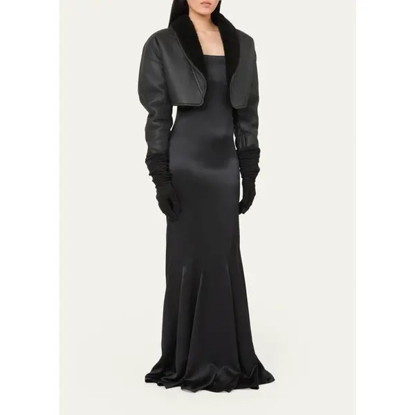 Max Mara Cropped Shawl-collar Shearling Jacket