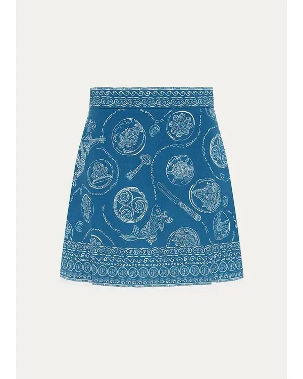 ALEMAIS Lucky Printed Linen Mini Skirt