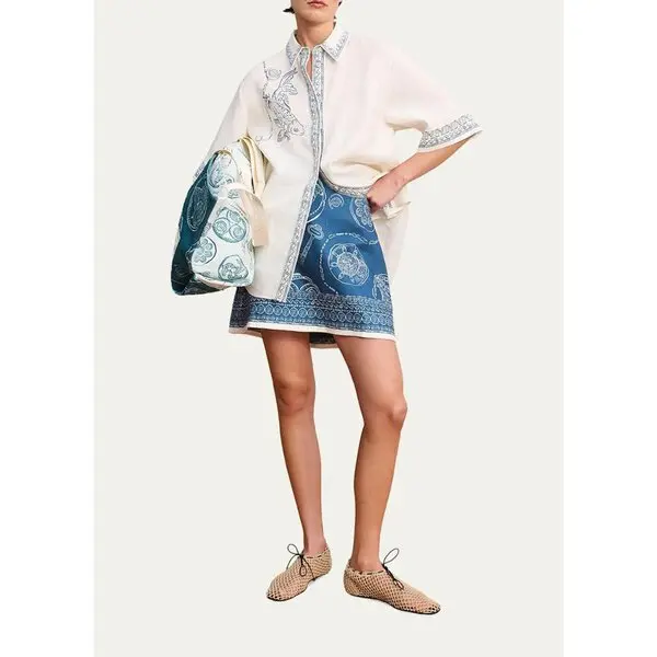 ALEMAIS Lucky Printed Linen Mini Skirt