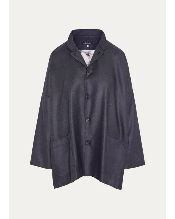 Eskandar Silk Cashmere Mandarin Jacket Long