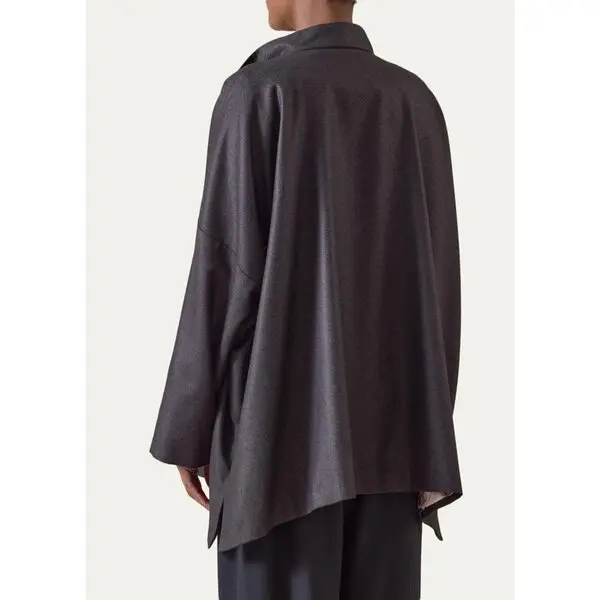 Eskandar Silk Cashmere Mandarin Jacket Long