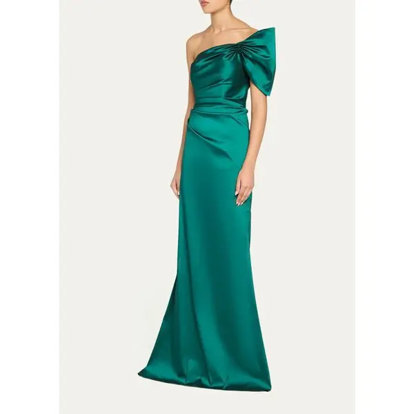 Rickie Freeman For Teri Jon One Shoulder Ruched Taffeta Gown