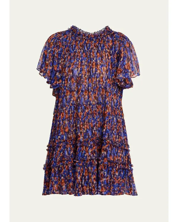 Ulla Johnson Ryla Floral Silk Chiffon Mini Dress
