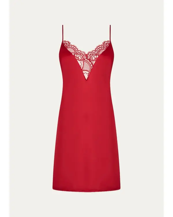 Lise Charmel Embroidered Applique Silk Satin Babydoll