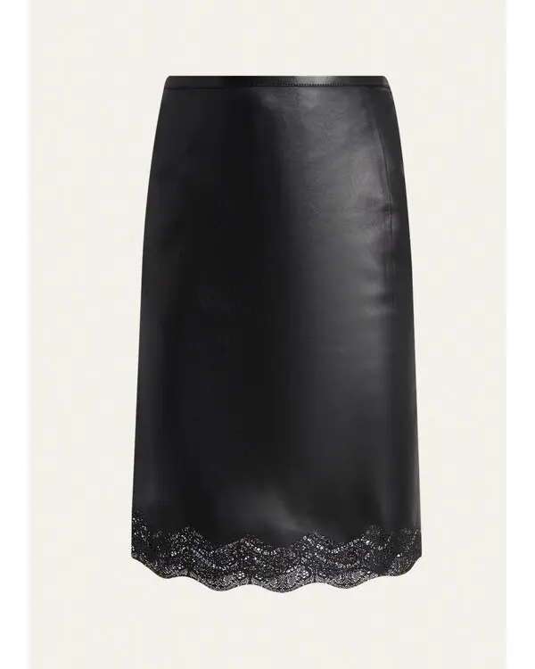 TOM FORD Lace Laser-cut Leather Skirt