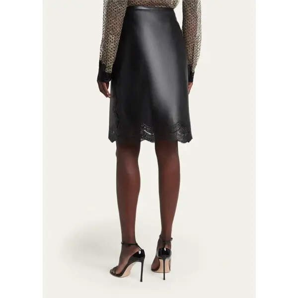 TOM FORD Lace Laser-cut Leather Skirt