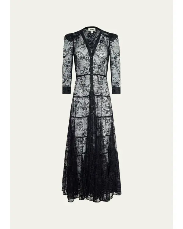 L'Agence Seraphina Lace Tiered Maxi Dress